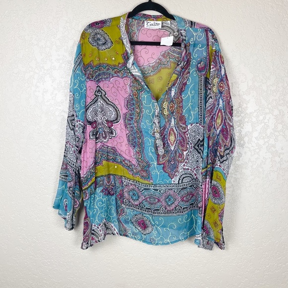 Caite | Tops | Caite Multi Colored Beaded Boho Blouse | Poshmark